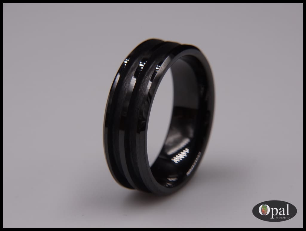 Ring Core Blank Ceramic (Black) Double Channel for Inlay – Opal Ring Supply