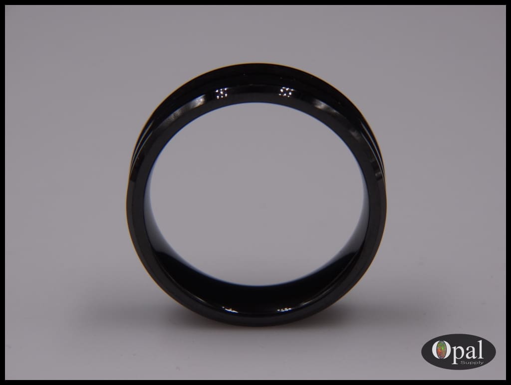 Ring Core Blank Ceramic (Black) Double Channel for Inlay – Opal Ring Supply
